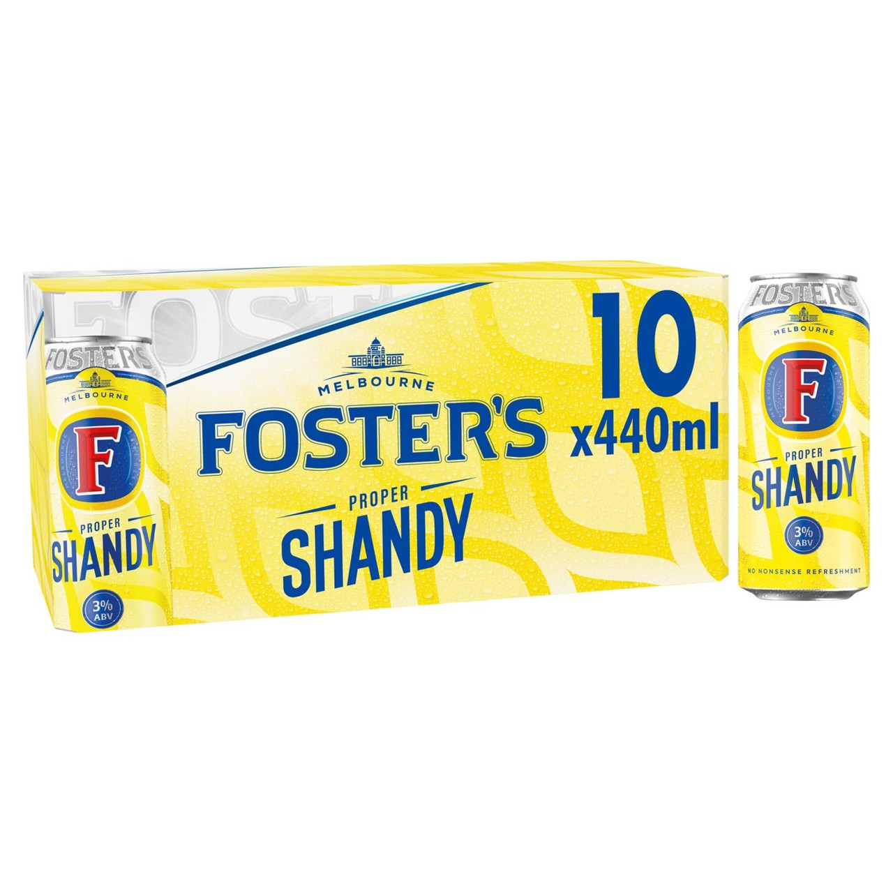 Fosters Proper Lager Shandy Beer 3% ABV Multipack Cans 10x440ml ...