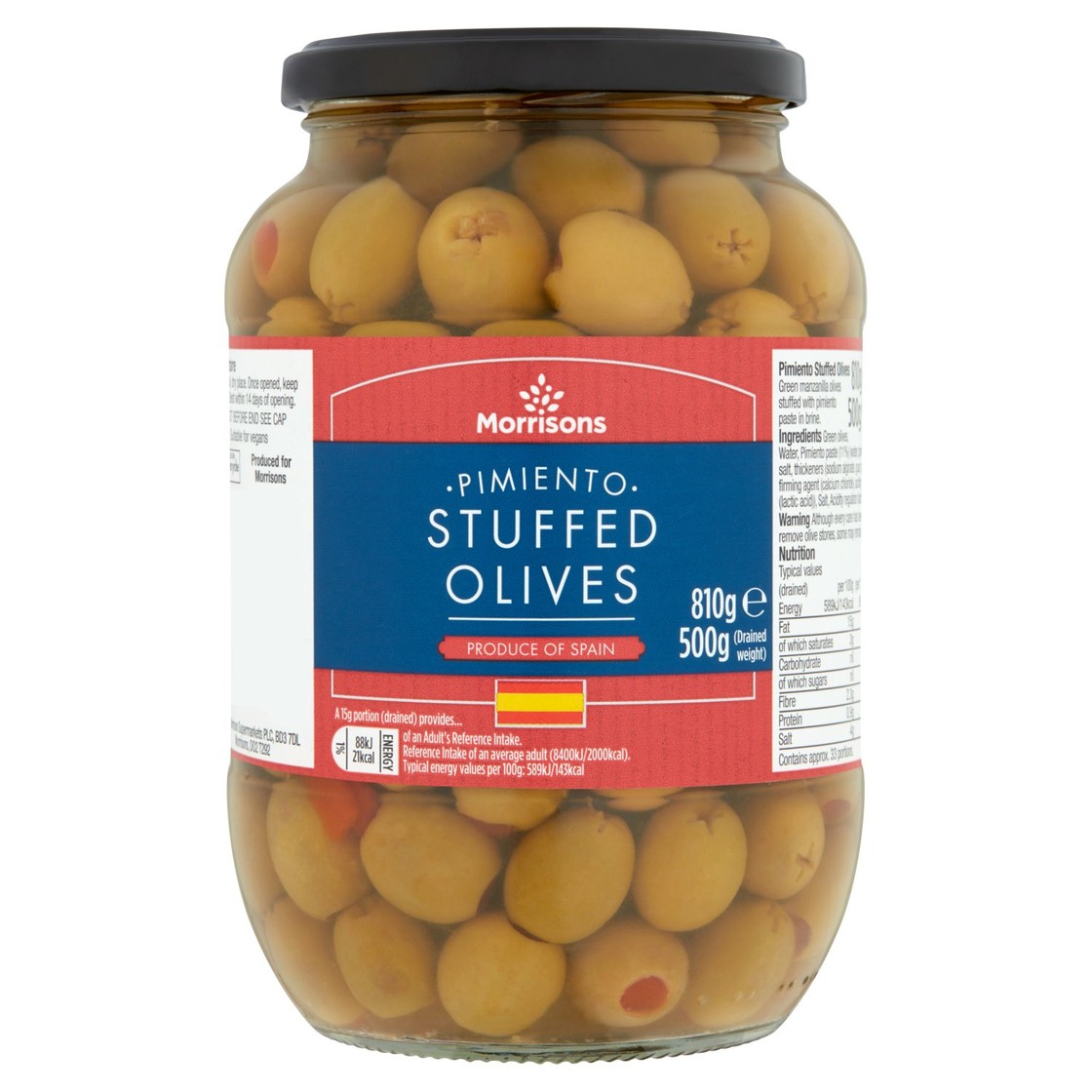 Morrisons Pimento Stuffed Green Olives In Brine (820g) - Morrisons ...