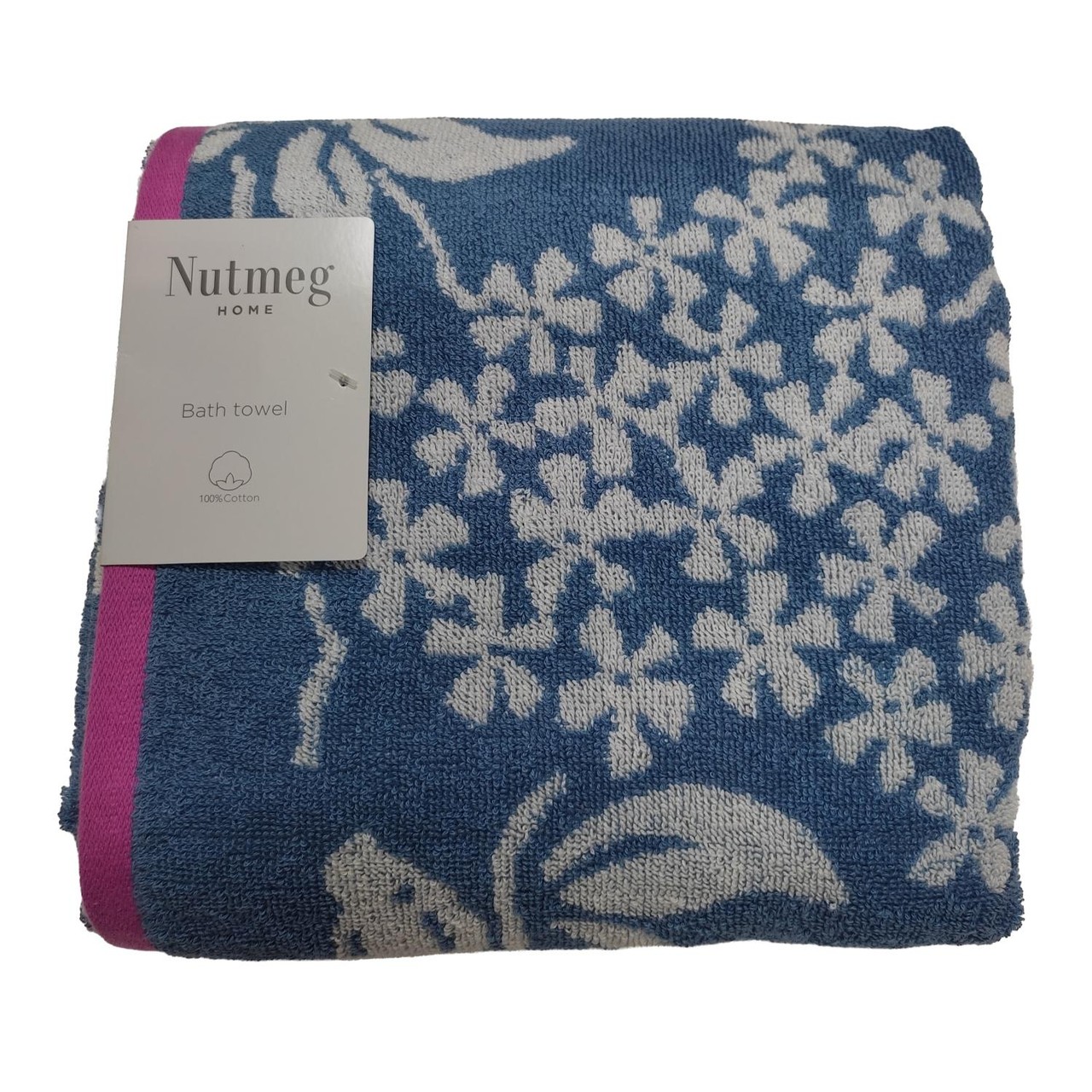 Nutmeg Home Blue Floral Bath Towel - Morrisons Online Groceries & Offers