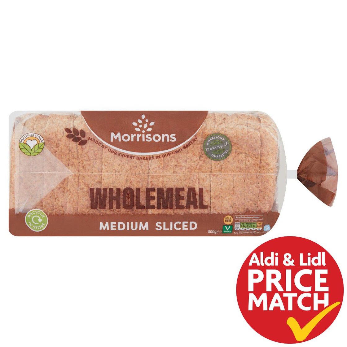 Morrisons Wholemeal Medium Sliced Bread - Morrisons Online Groceries ...