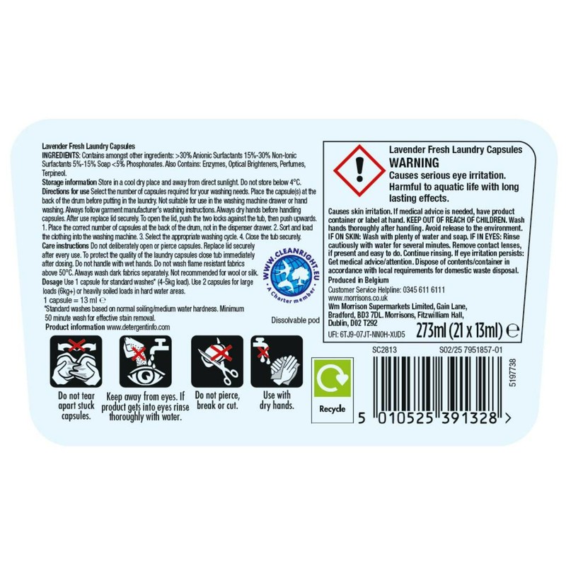 Morrisons Lavender Fresh Laundry Pods 21 Pack - Morrisons Online ...