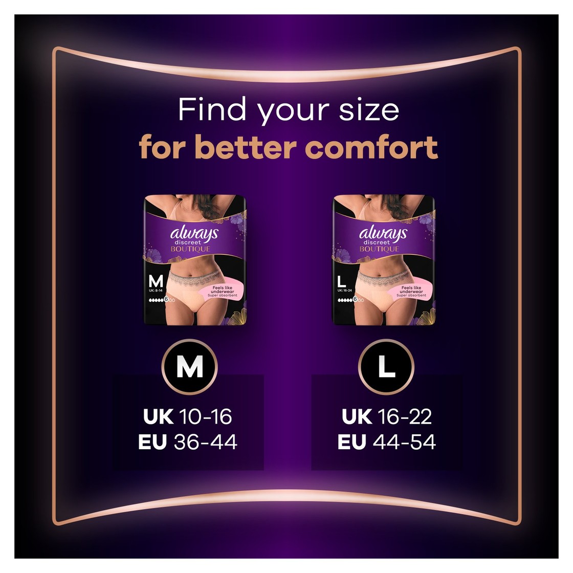 Always Discreet Underwear Boutique Incontinence Pants Plus Large 8 pack ...