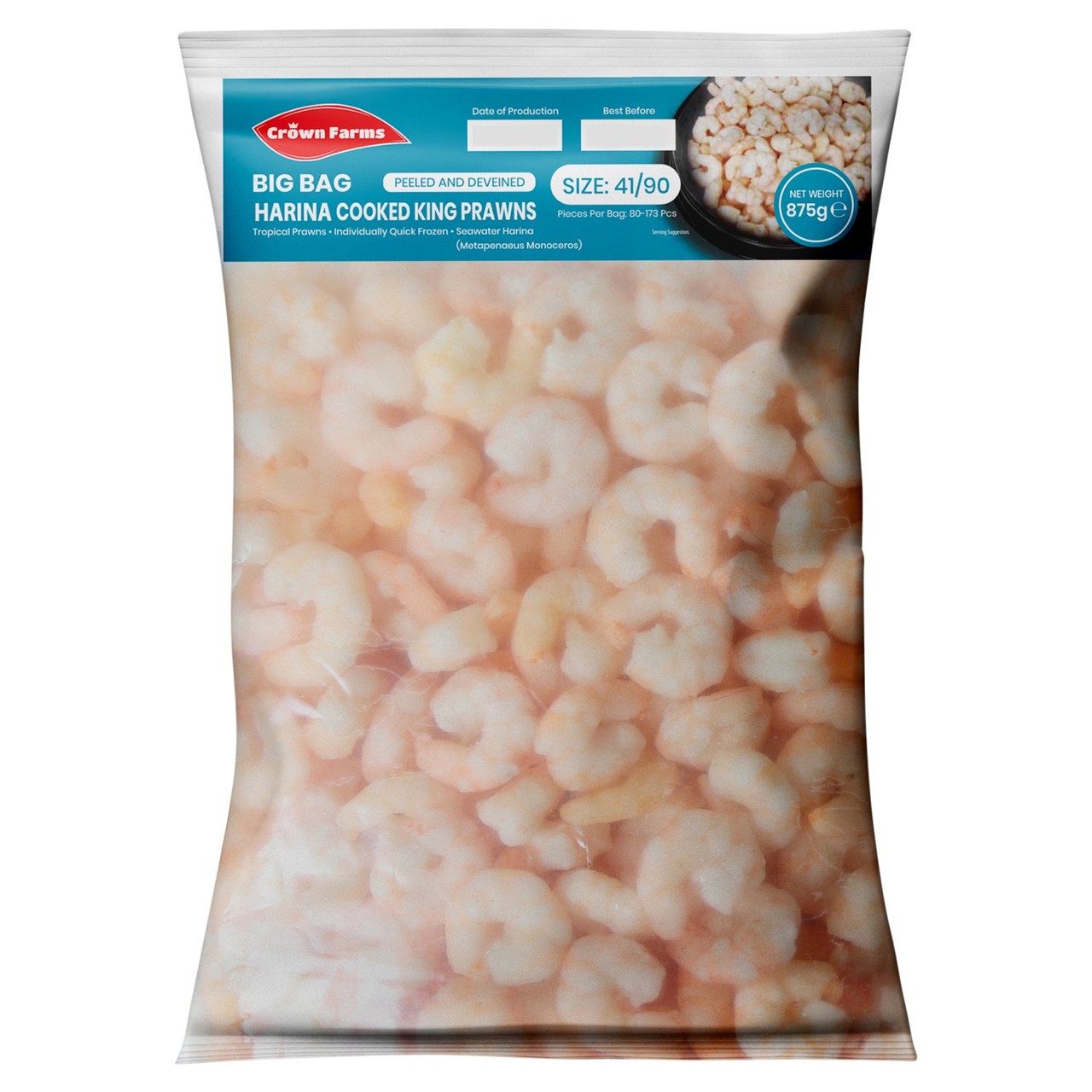 Crown Farms Big Bag Cooked & Peeled King Prawns 875g - Morrisons Online ...