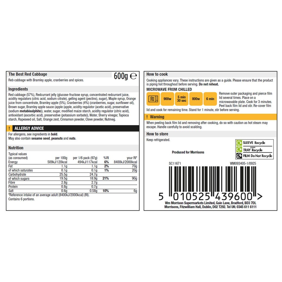 Morrisons The Best Red Cabbage 600g - Morrisons Online Groceries & Offers