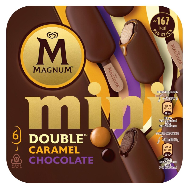 Magnum Mini Double Chocolate & Double Caramel Ice Cream Sticks ...