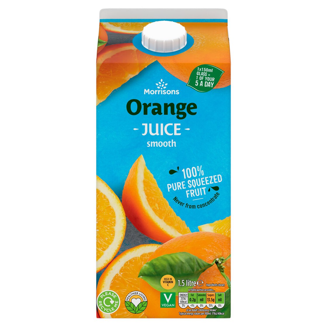 Morrisons 100% Smooth Orange Fruit Juice 1.5L - Morrisons Online ...