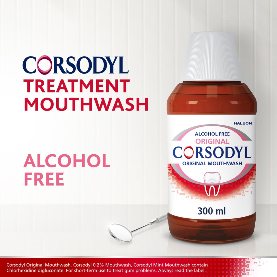 Corsodyl Medicated Antibacterial Mouthwash Original, Alcohol Free ...