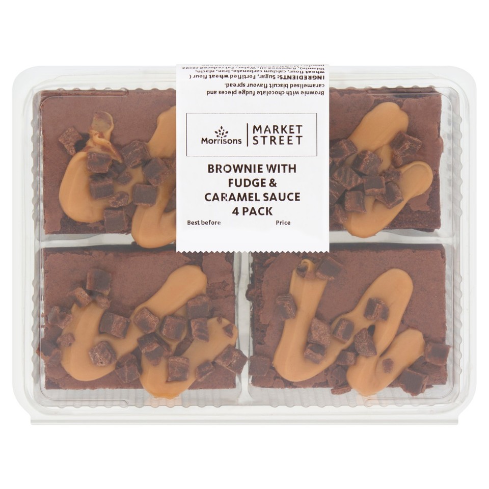 Morrisons Brownie With Fudge & Caramel Sauce 4 Pack - Morrisons Online ...