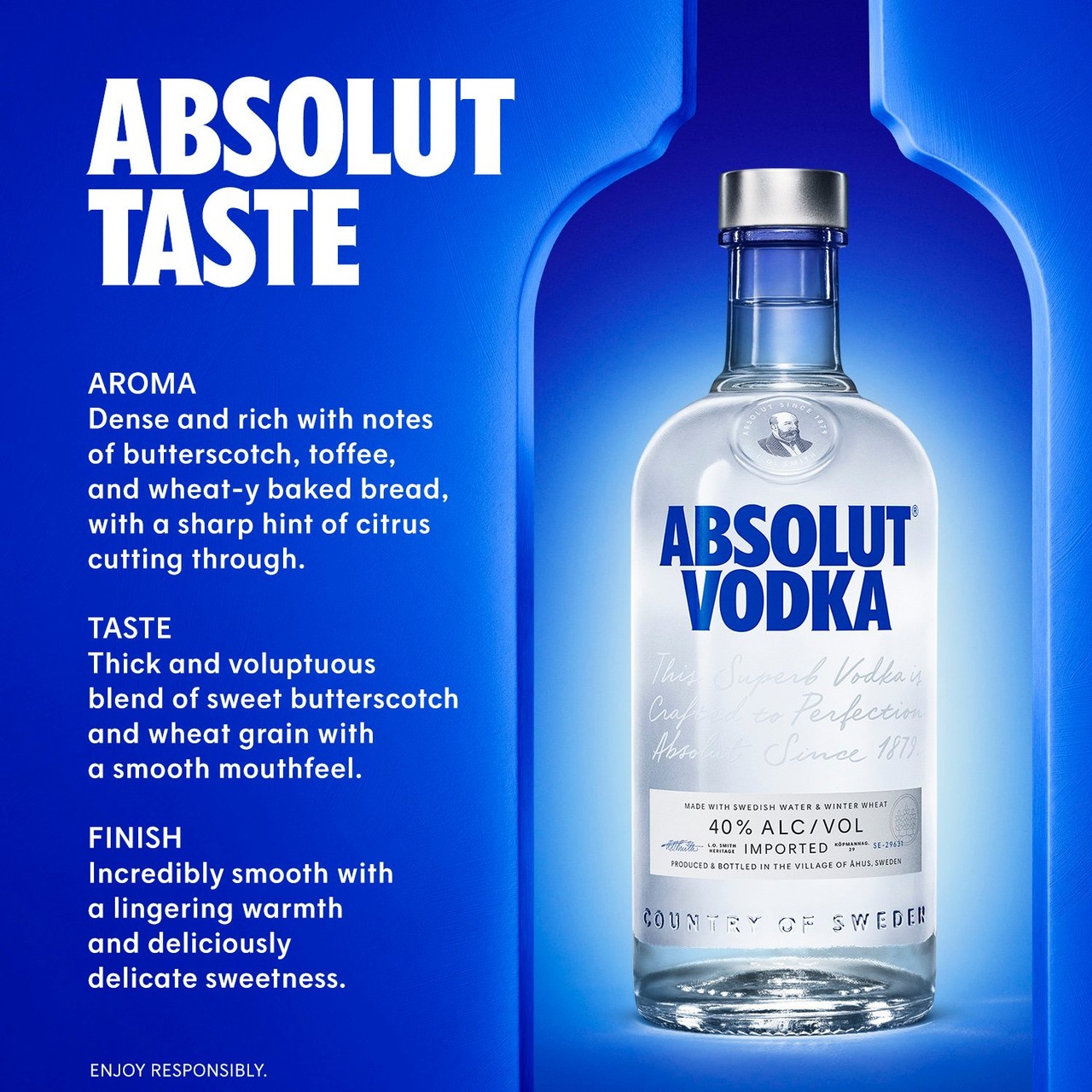 Absolut Blue Original Swedish Vodka 1L - Morrisons Online Groceries ...