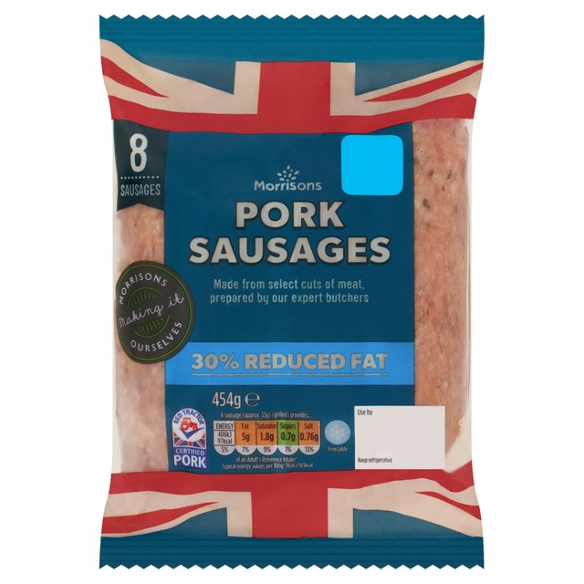Morrisons 8 Butchers Style Reduced Fat Pork Sausage - Morrisons Online ...