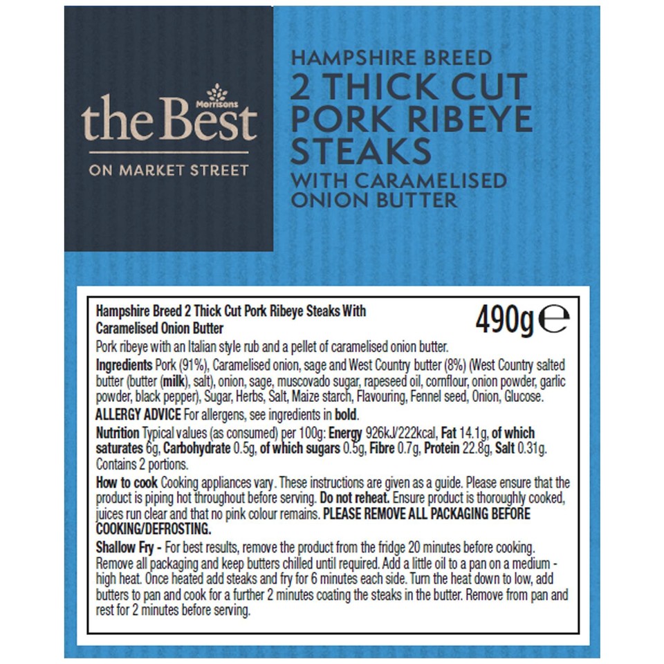 Morrisons The Best Pork Ribeye Steaks With Italian Rub 490g - Morrisons ...