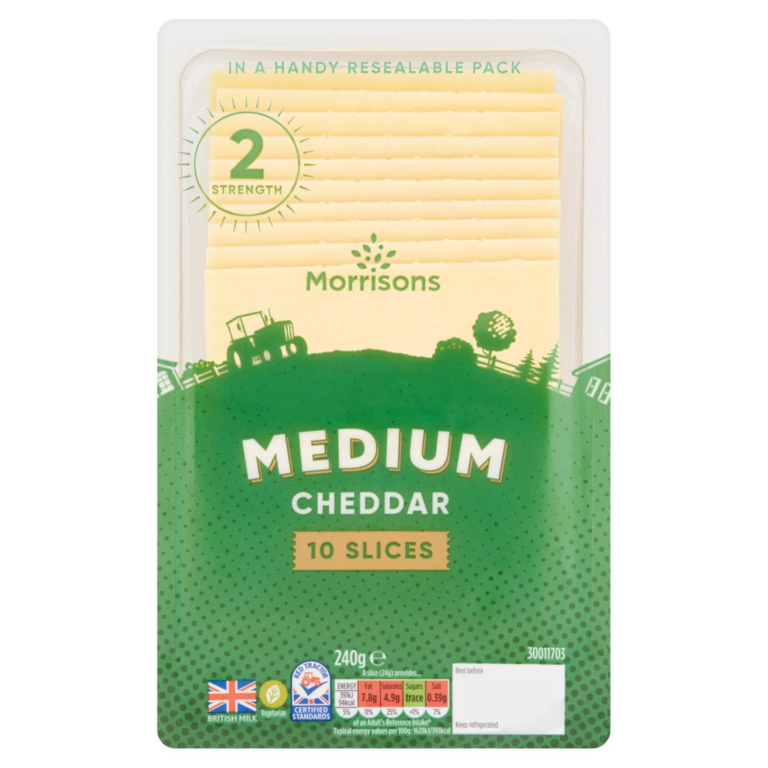 Morrisons Medium Cheddar Slices 240g - Morrisons Online Groceries & Offers