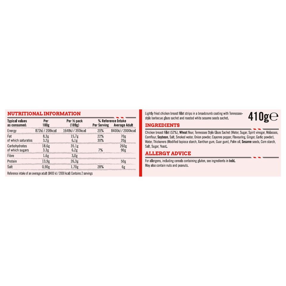 TGI Fridays Sesame Chicken Strips In Tennessee Style Barbecue Sauce 410g - Morrisons Online ...