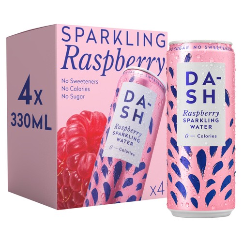 Dash Raspberry Sparkling Water 4x330ml - Morrisons Online Groceries ...