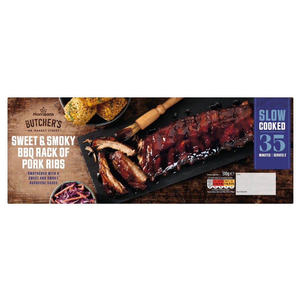 Morrisons Slow Cooked Sweet & Smokey BBQ Rack Of Pork Ribs - Morrisons ...