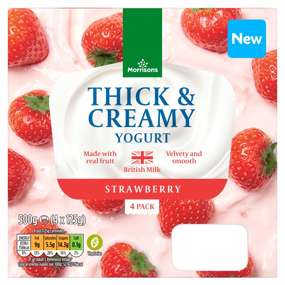 Morrisons Thick & Super Creamy Strawberry Yoghurt 4x125g - Morrisons ...
