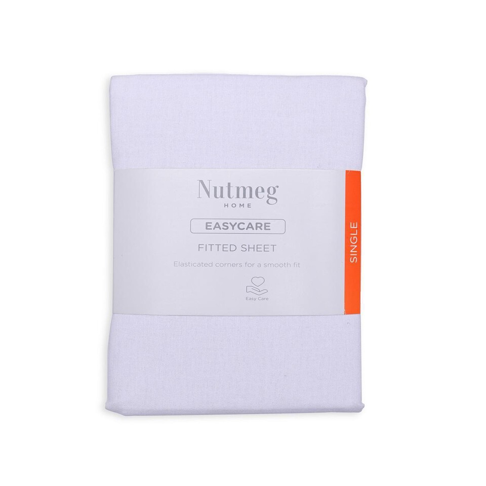 Nutmeg Home Easy Care Cotton White Single Fitted Sheet - Morrisons ...