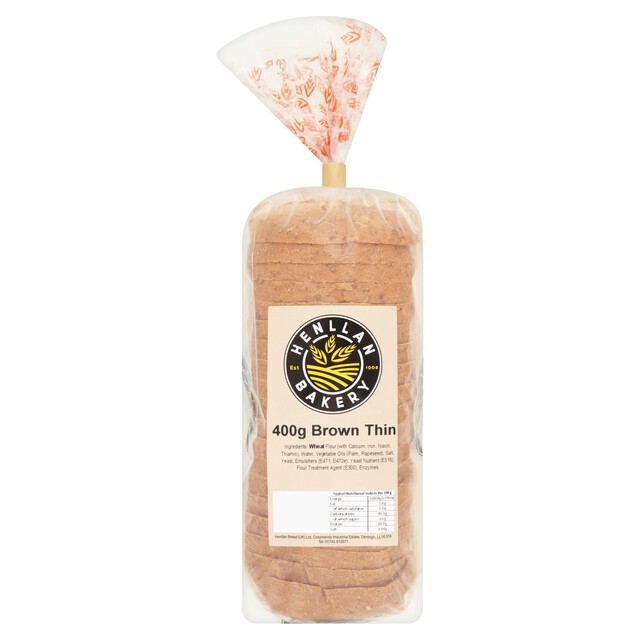 Henllan Bakery Brown Thin Sliced Bread 400g - Morrisons Online ...