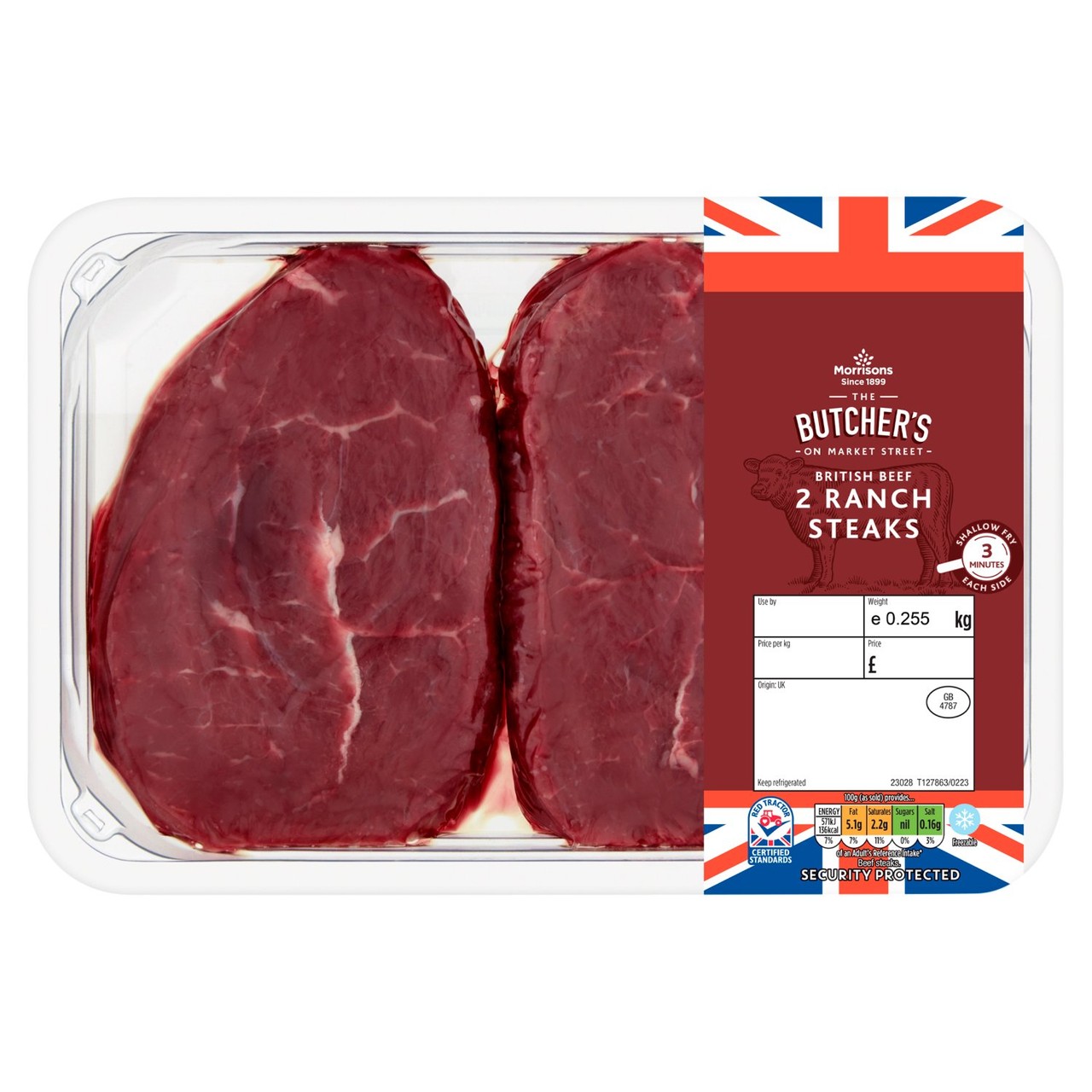 Morrisons The Butcher's On Market Street 2 British Beef Ranch Steaks ...