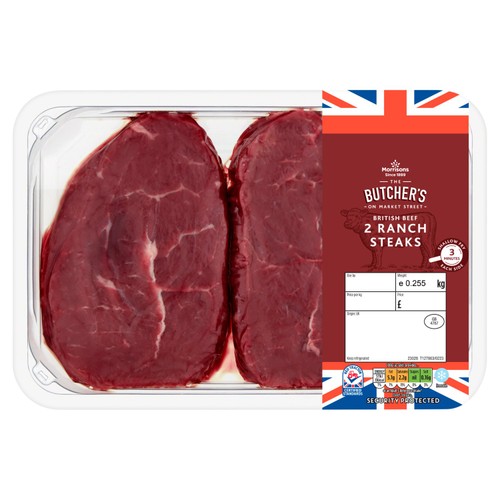 Morrisons The Butcher's On Market Street 2 British Beef Ranch Steaks ...