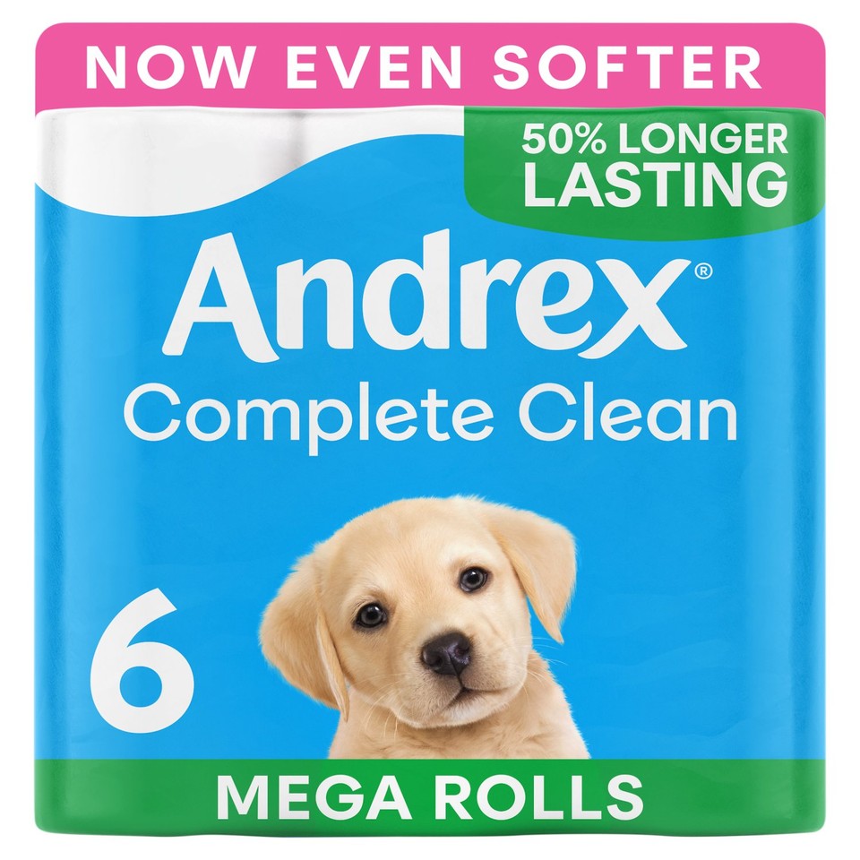 Andrex Complete Clean Toilet Tissue 50% More Sheets 6 Rolls - Morrisons ...