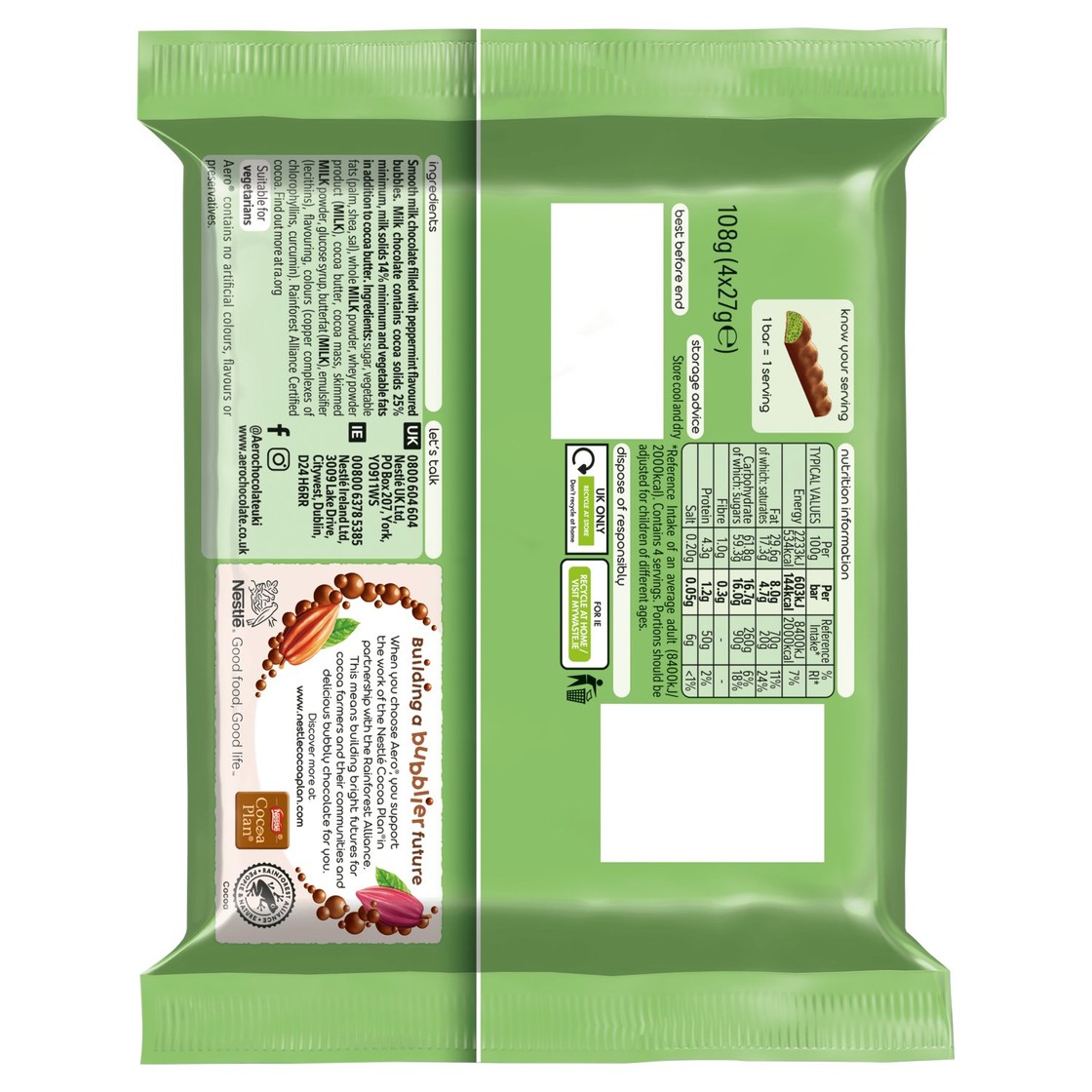 Aero Peppermint Mint Chocolate Multipack 4 Pack - Morrisons Online ...