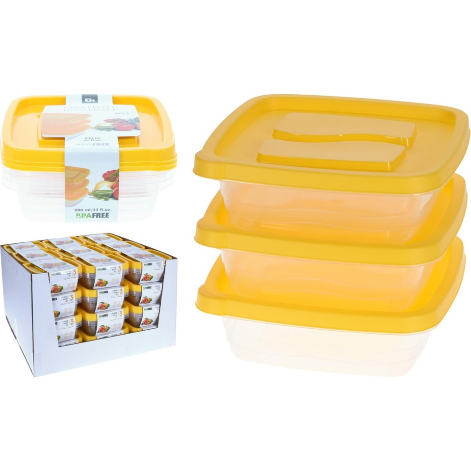 Storage Boxes 990ml Set 3pcs - Morrisons Online Groceries & Offers