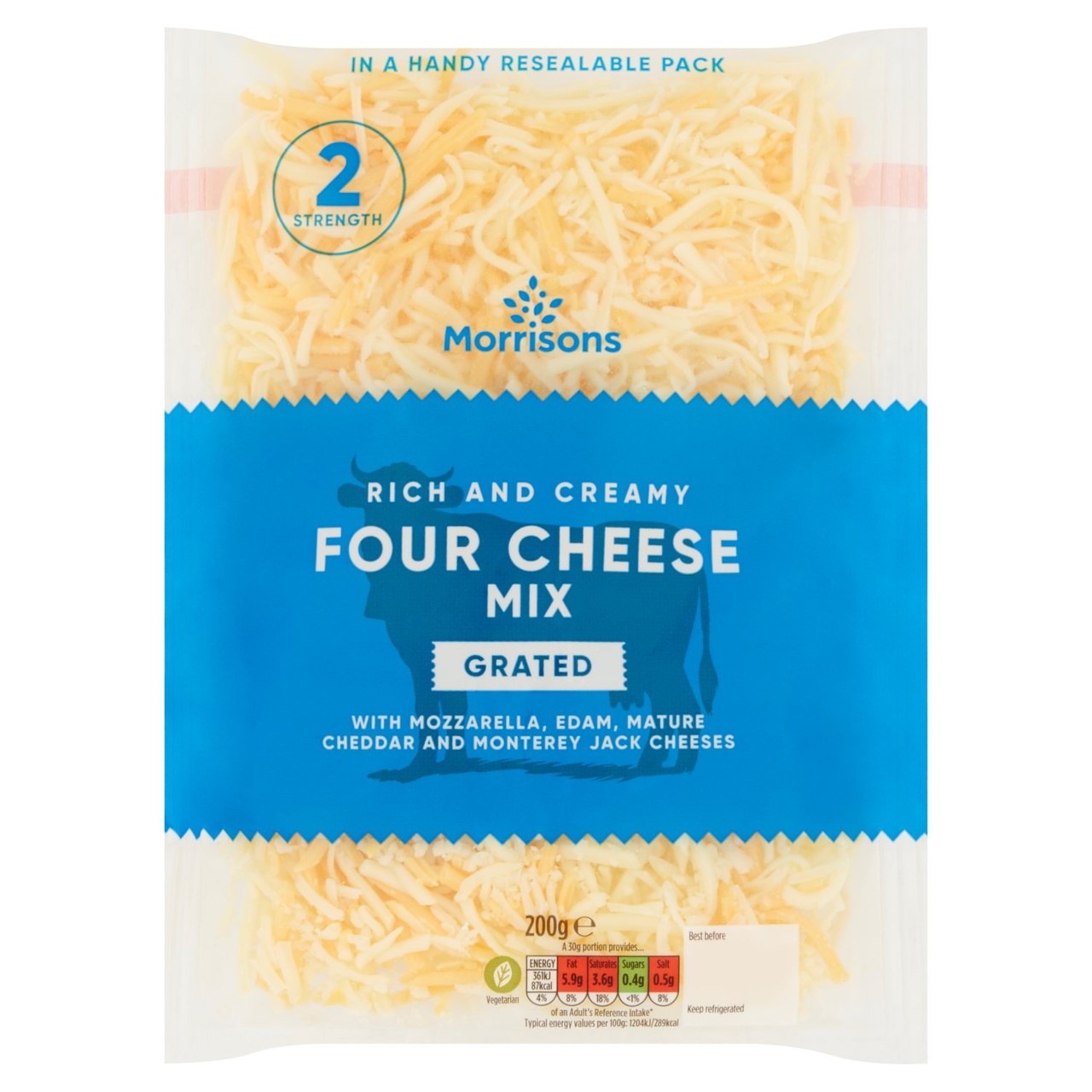 Morrisons Grated Four Cheese Mix 200g - Morrisons Online Groceries & Offers
