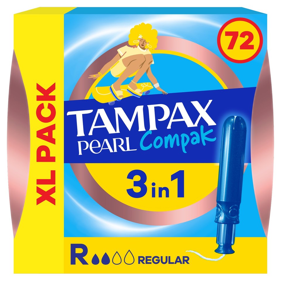 Tampax Pearl Compak 3 In 1 Regular Tampons Applicator XL Pack ...