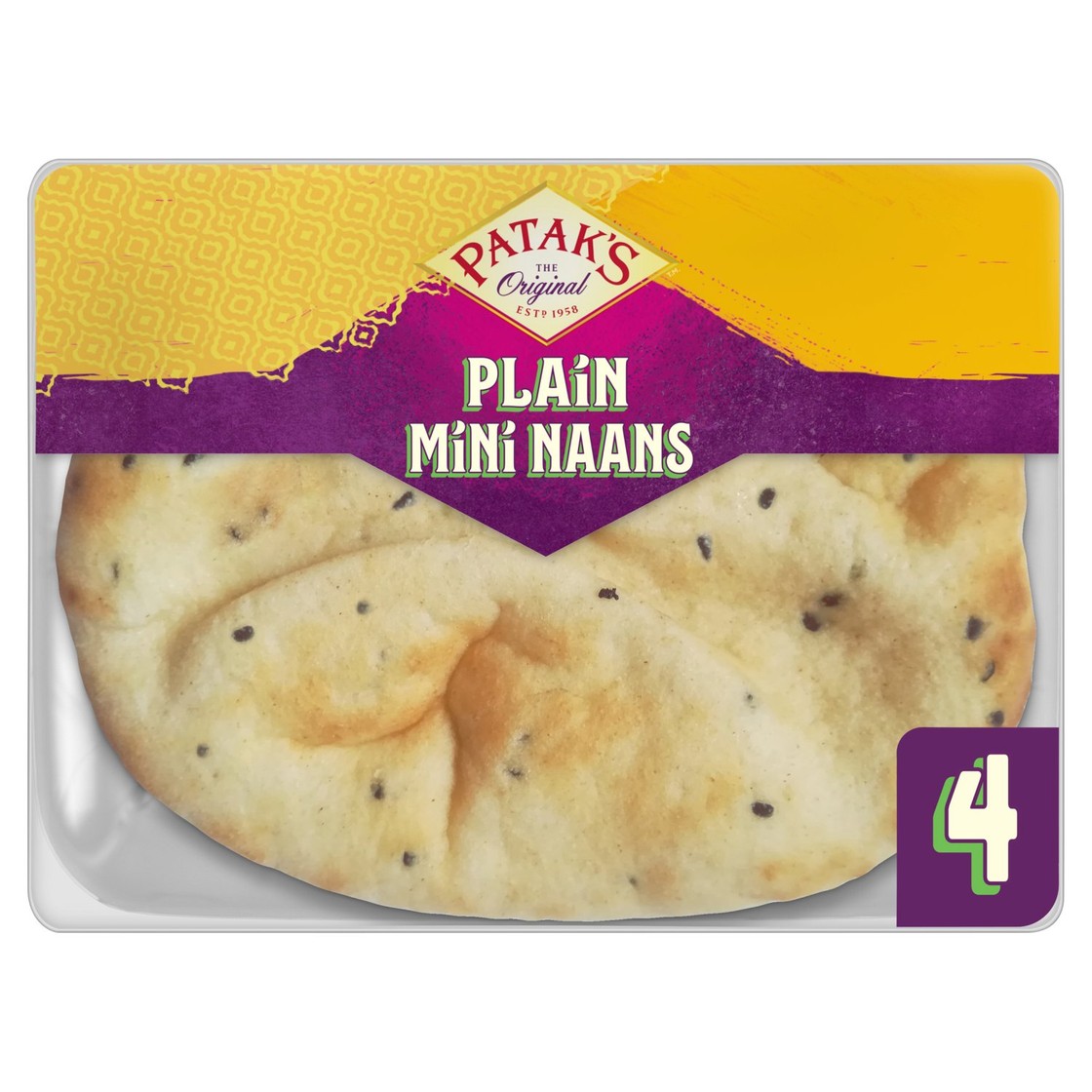 Patak's Authentic & Flame Baked Plain Mini Naan Breads 4pk - Morrisons ...