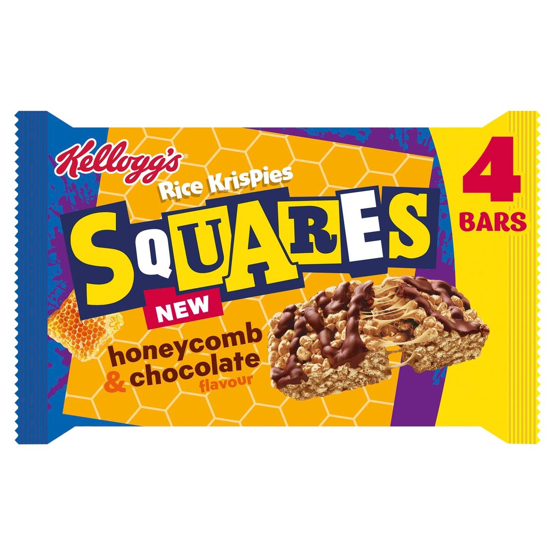 Kellogg's Rice Krispies Squares Honeycomb & Chocolate Cereal Bars 4x33g ...
