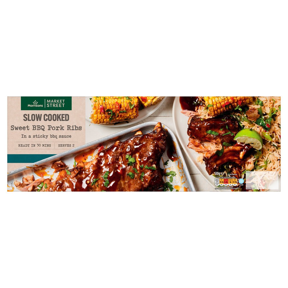 Morrisons Market Street Slow Cooked Sweet BBQ Pork Ribs 510g ...