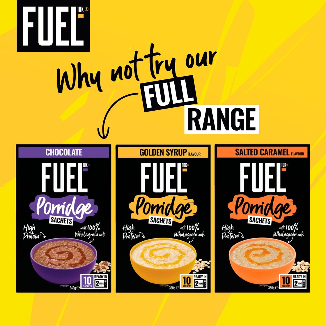 FUEL 10K Golden Syrup Protein Porridge Oat Cereal Sachets - Morrisons ...