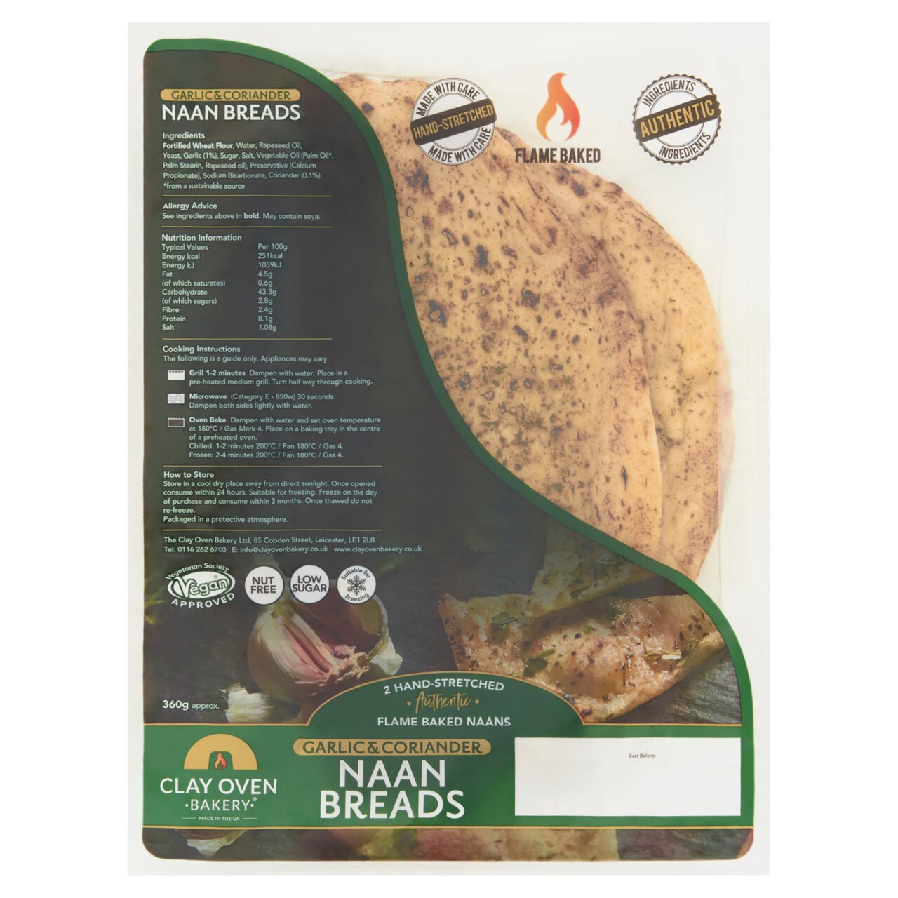The Clay Oven Bakery Garlic & Coriander Naan Bread - Morrisons Online ...