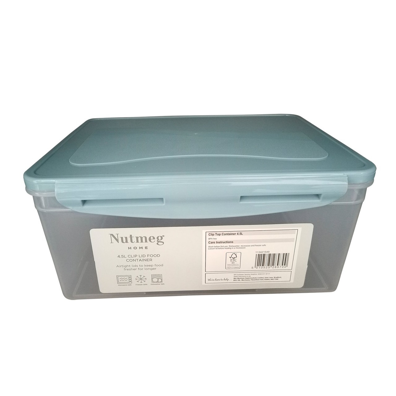 Nutmeg Home Rectangular Clip Top Container 4500ml - Morrisons Online ...