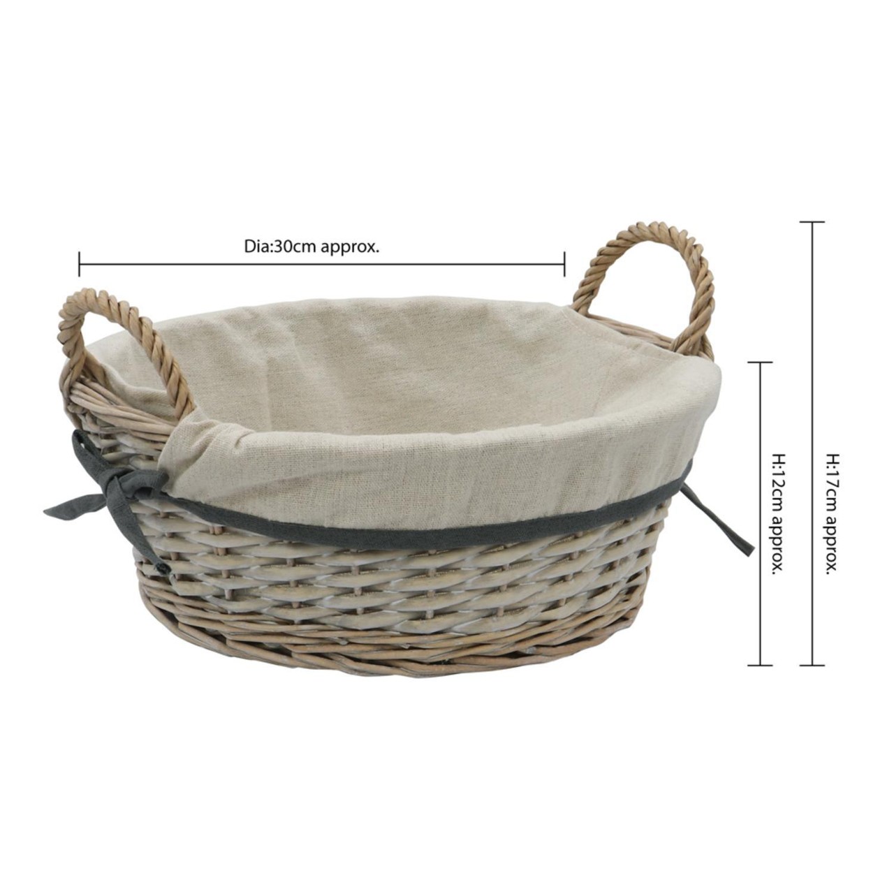JVL Arianna Round Willow Storage Basket Antique Wash - Morrisons Online ...
