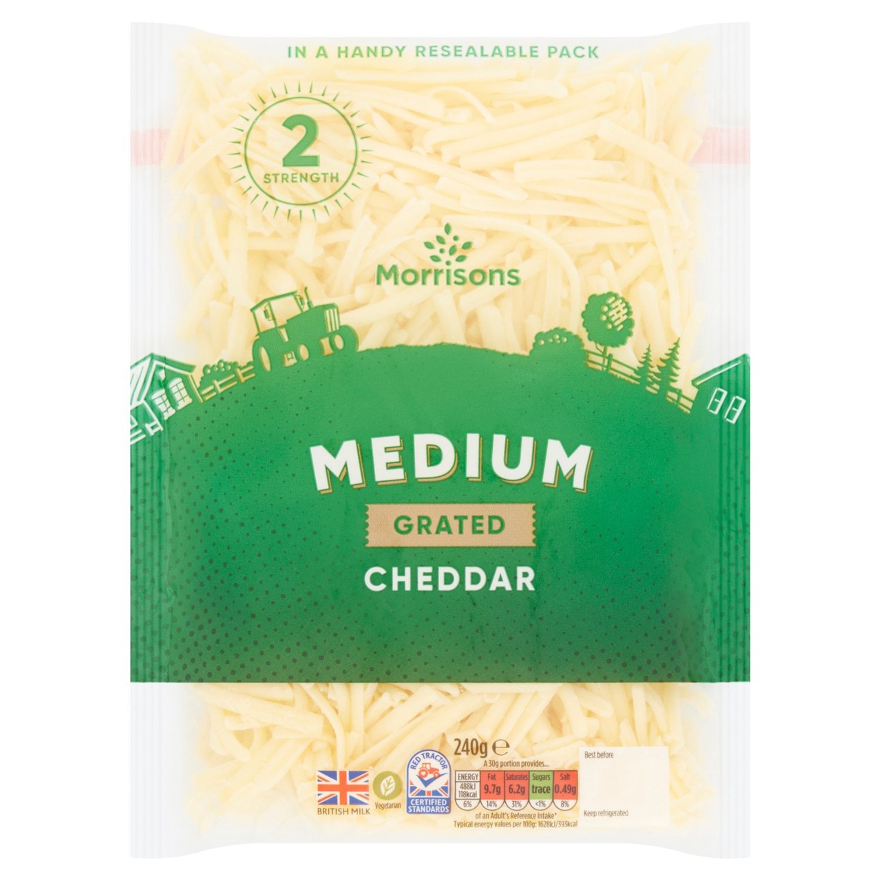 Morrisons Grated Medium White Cheddar 240g - Morrisons Online Groceries ...