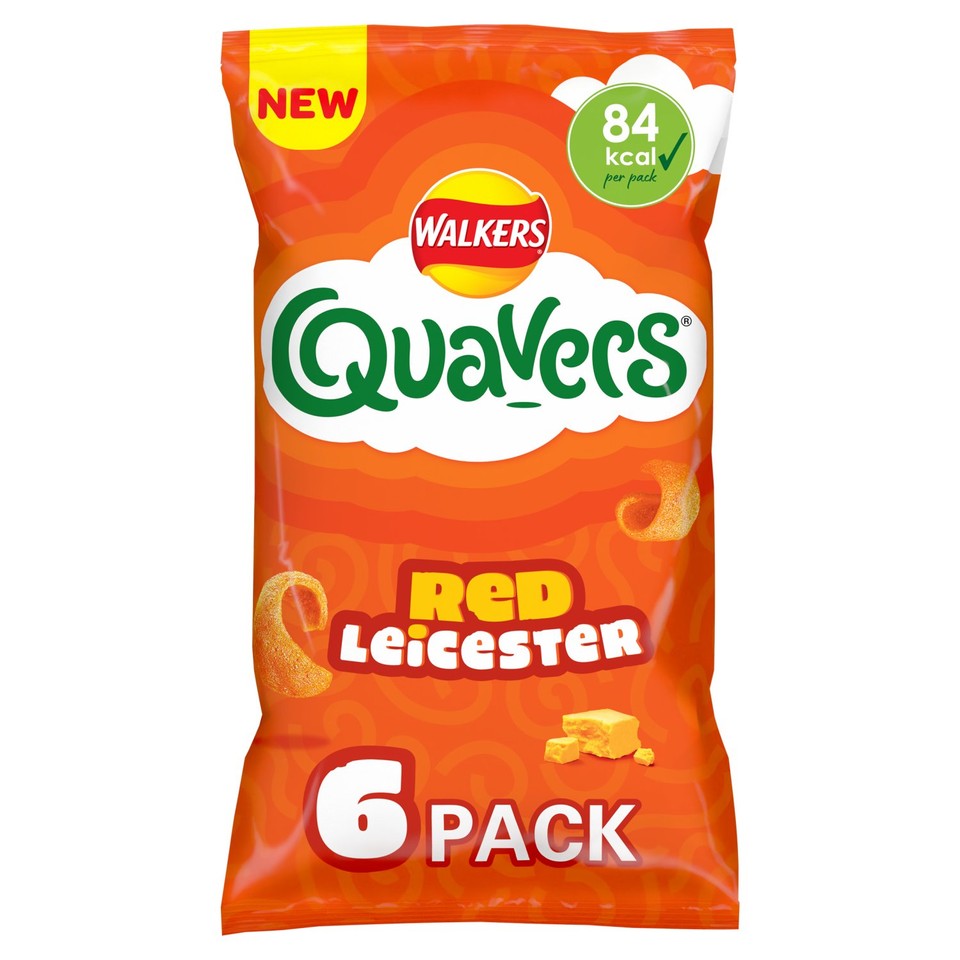 Walkers Quavers Red Leicester Cheese Multipack Crisps Snacks 6x16g ...