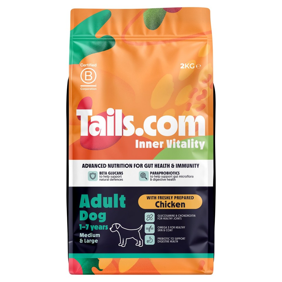 Tails.Com Inner Vitality Medium & Large Adult Chicken Dry Dog Food 2kg ...