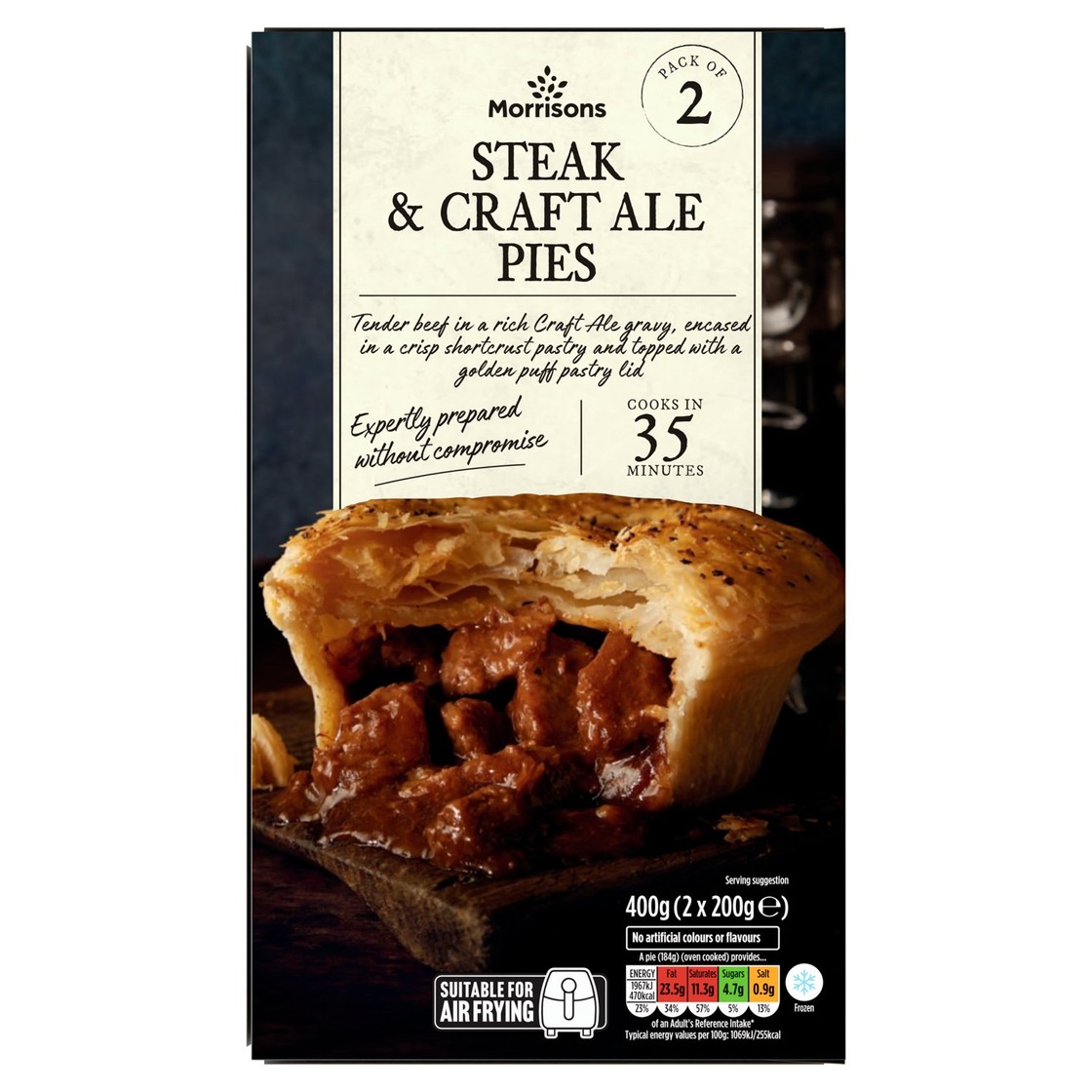 Morrisons 2 Steak & Craft Ale Pies 400g - Morrisons Online Groceries ...
