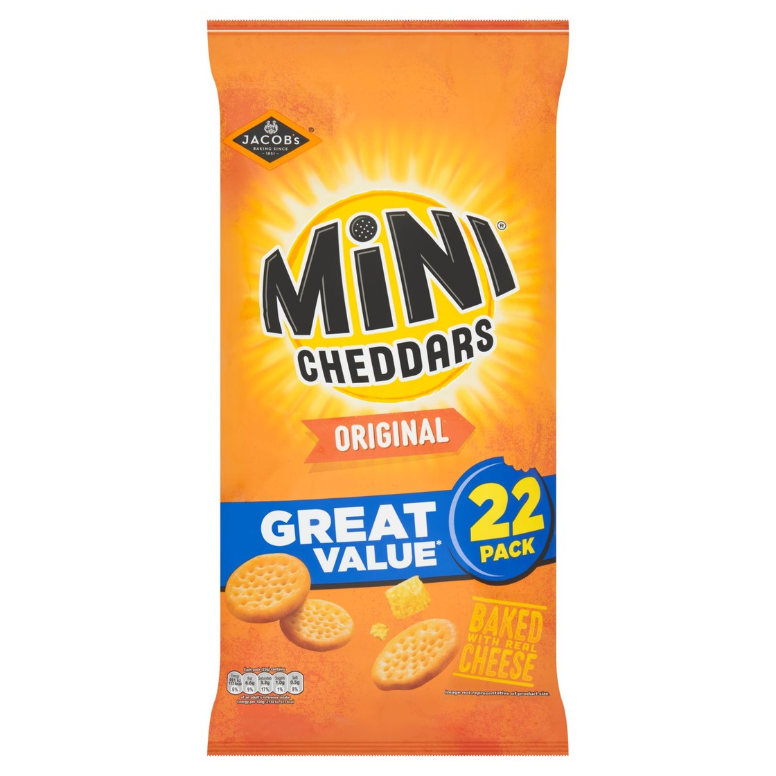 Jacob's Mini Cheddars Original Baked Snacks 22 Pack - Morrisons Online ...