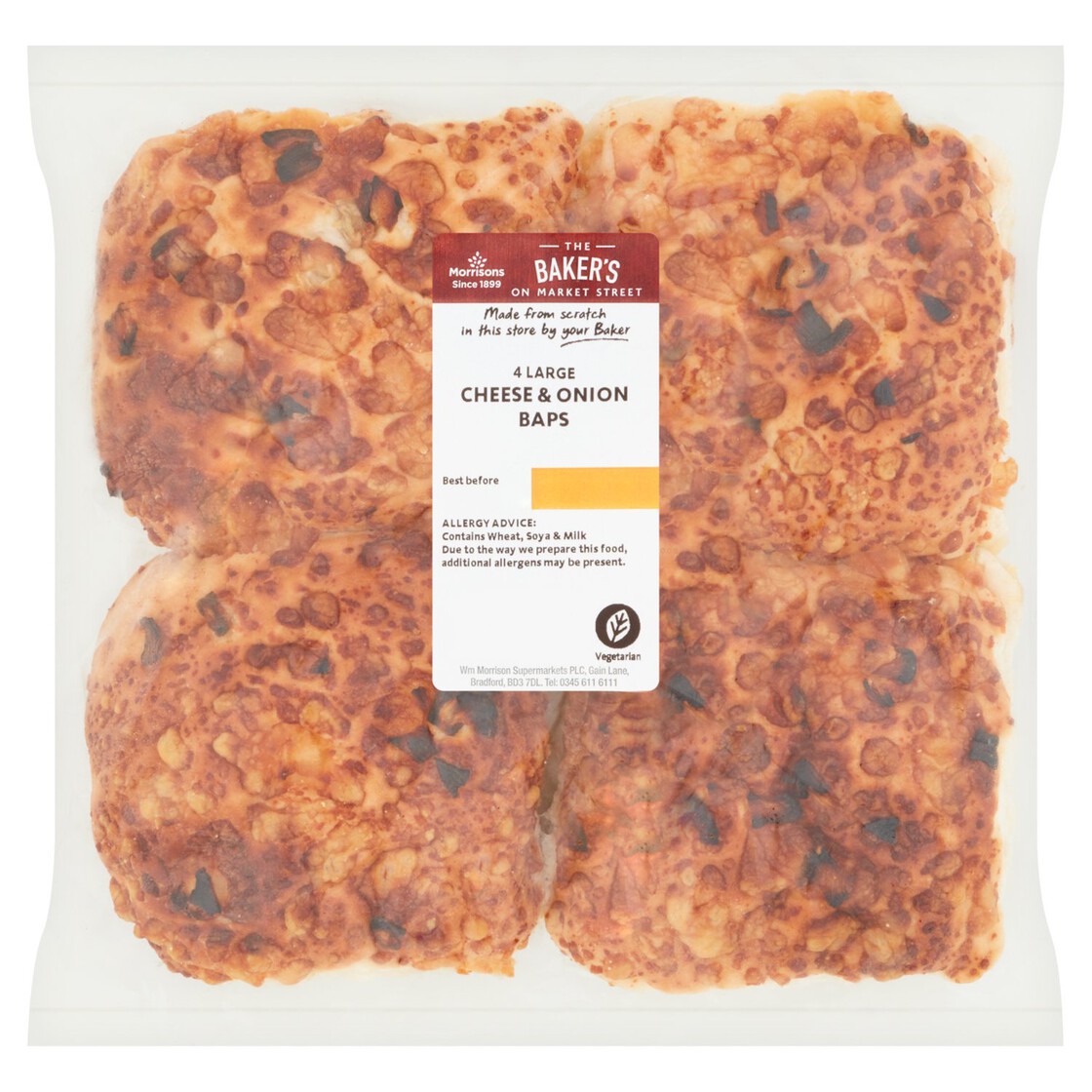 Market Street Large Cheese & Onion Baps - Morrisons Online Groceries ...