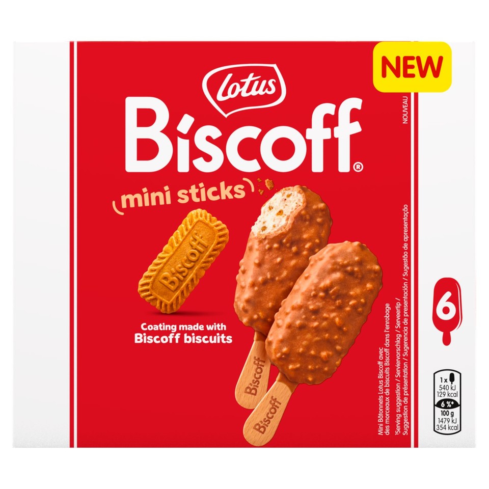 Lotus Biscoff Mini Ice Cream Sticks - Morrisons Online Groceries & Offers