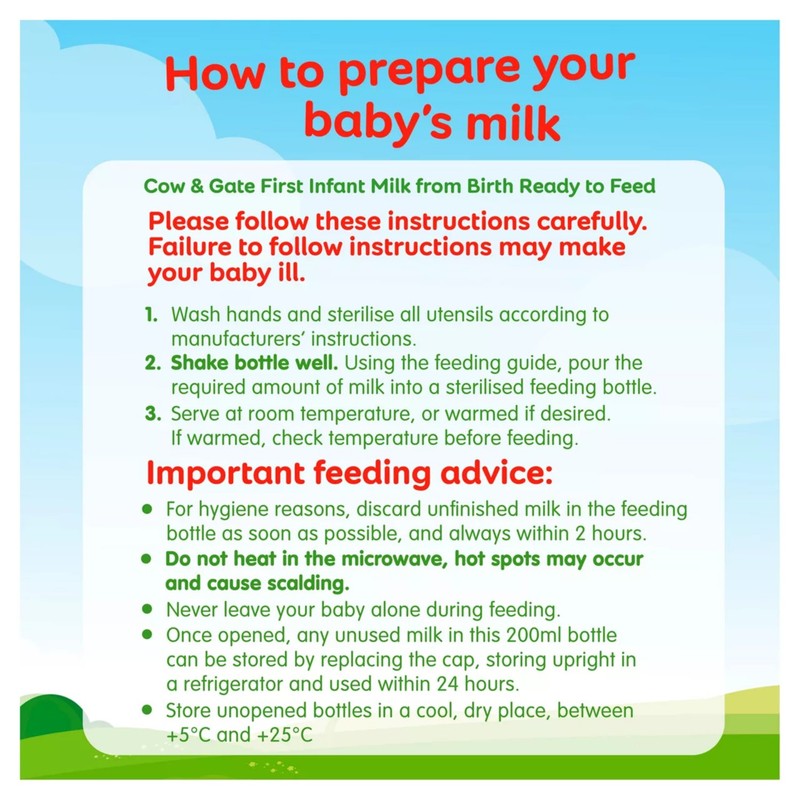Cow & Gate 1 First Baby Milk Formula Liquid Starter Pack from Birth ...