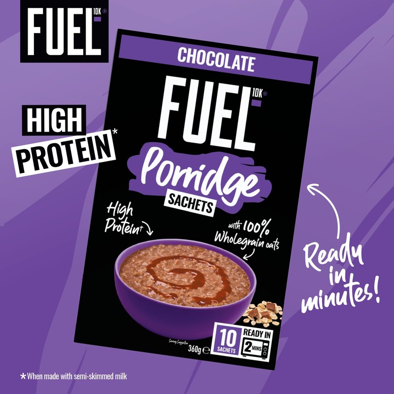 FUEL 10K Chocolate Protein Porridge Sachets Oat Cereal Sachets ...