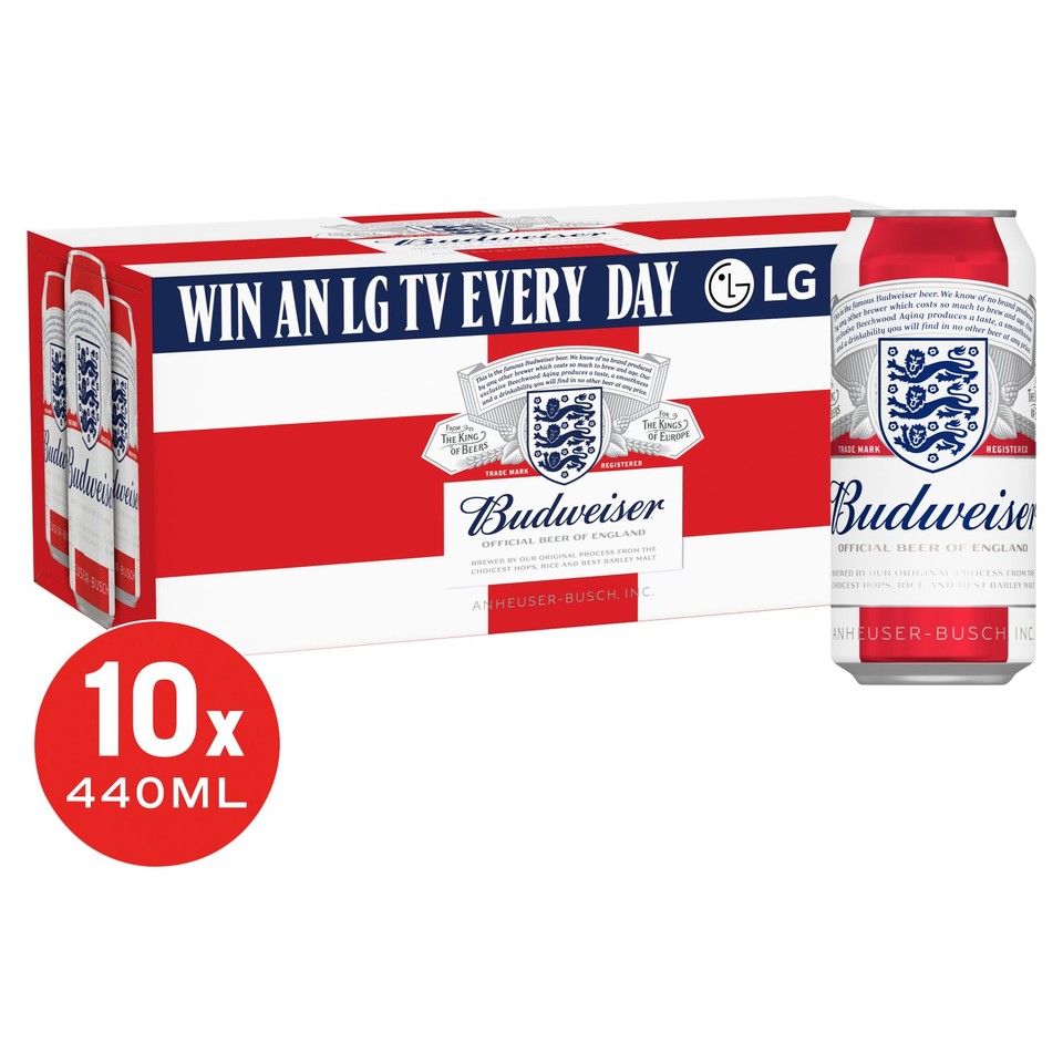 Budweiser Lager Beer Cans 10 x 440ml - Morrisons Online Groceries & Offers