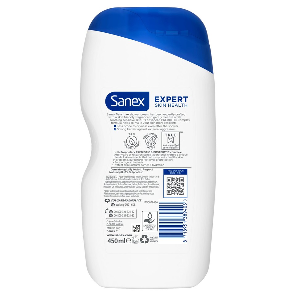 Sanex Expert Skin Health Sensitive Shower Gel Body Wash 450ml ...