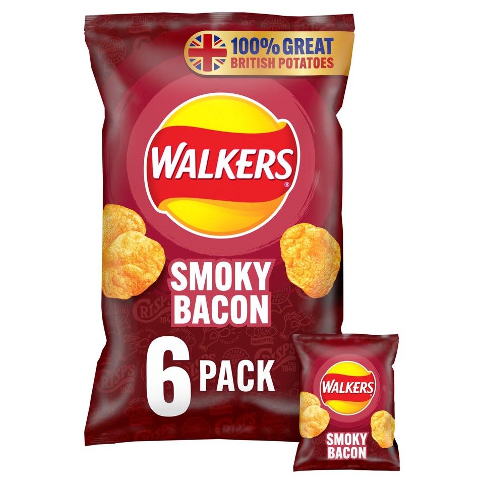 Walkers Crisps Smoky Bacon 6x25g - Morrisons Online Groceries & Offers