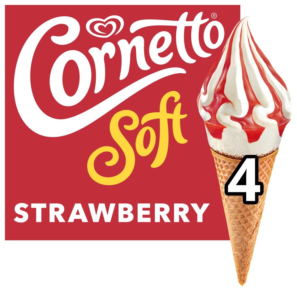 Cornetto Soft Strawberry Ice Cream Cones - Morrisons Online Groceries ...