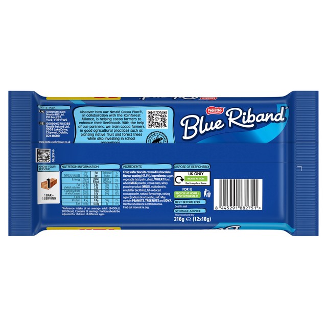 Blue Riband Milk Chocolate Wafer Biscuit Multipack 12 Pack - Morrisons ...
